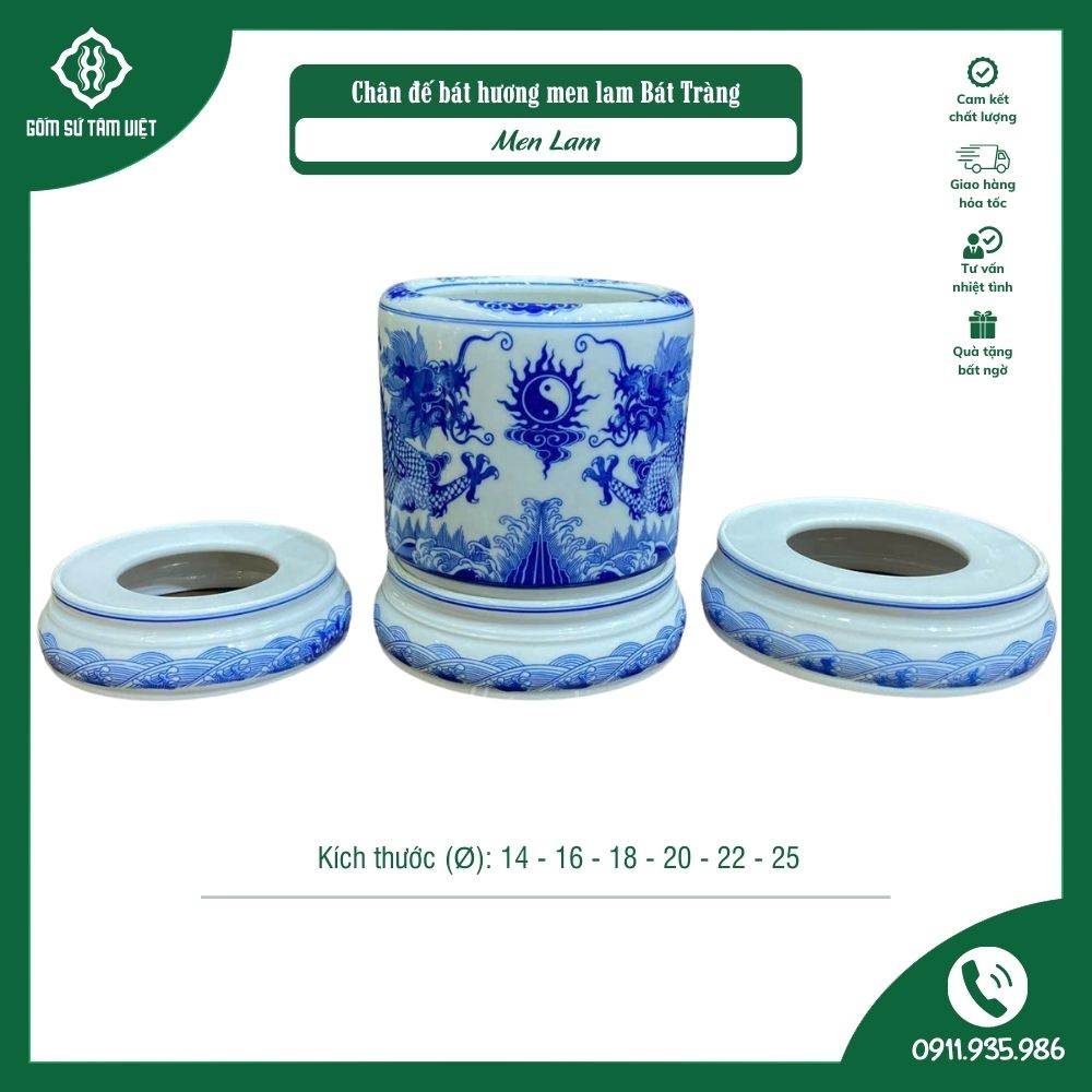 Chân Đế Bát Hương Bát Tràng Men Lam Cao Cấp – Chân Đế Tâm Linh Cho Bàn ...